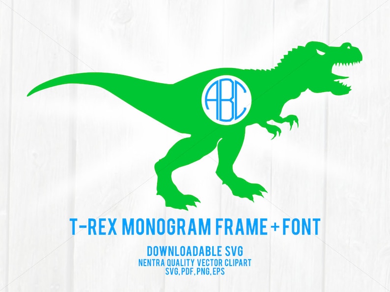 T-rex Monogram Frame SVG, Tyrannosaurus Rex Circle Clipart, PNG Pdf Eps ...