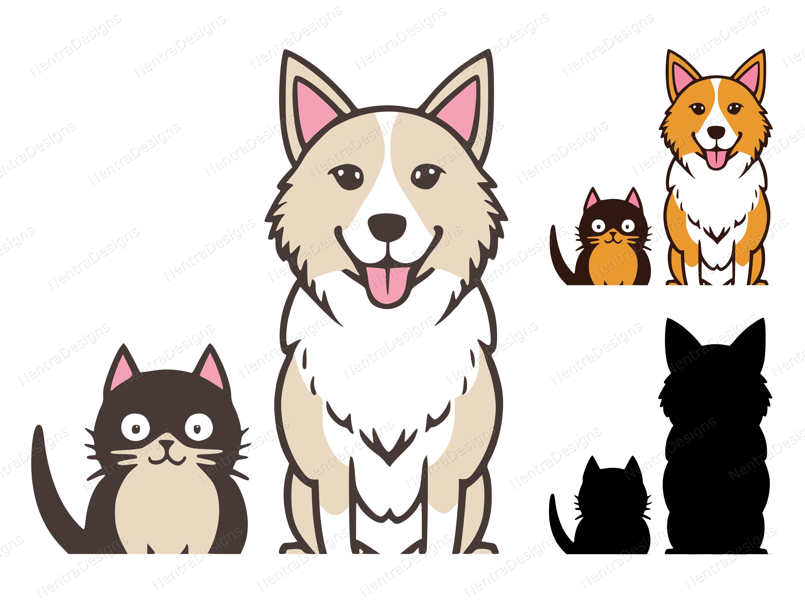 Dog and Cat Best Friends Cute Bundle SVG, Png, Jpeg, Pdf, Dxf, Instant ...
