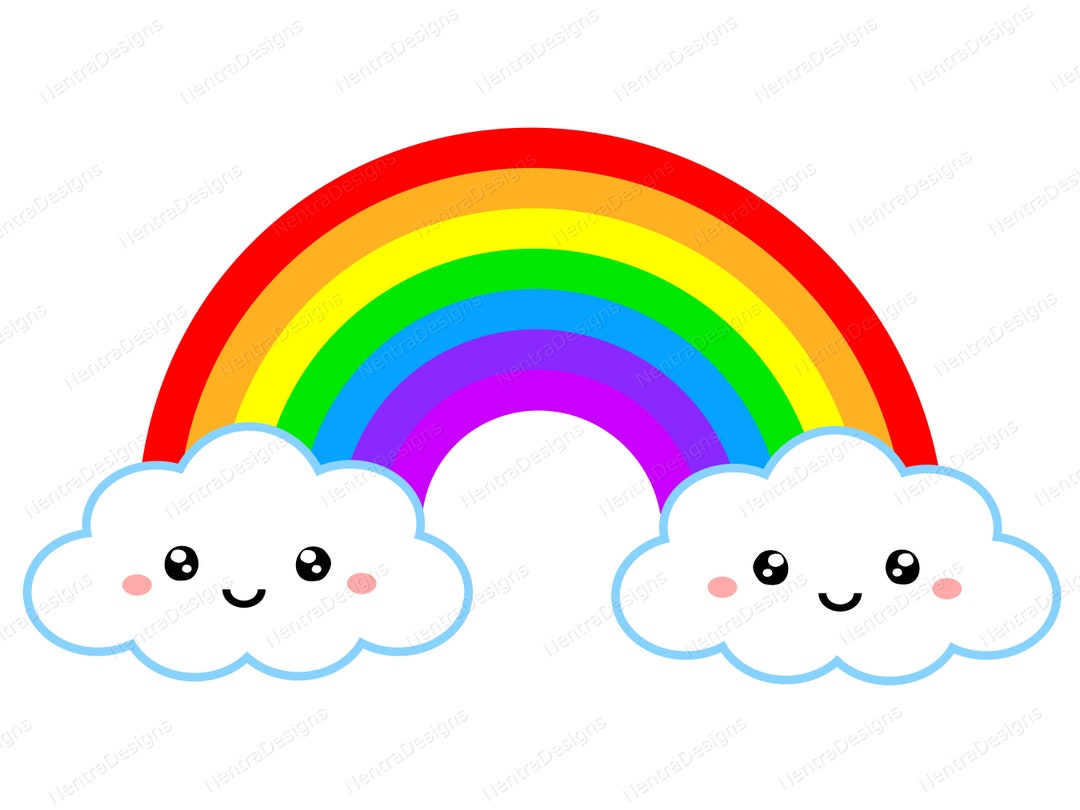 Rainbow SVG Happy Face Clouds SVG, Png, Jpeg, Pdf, Dxf, Instant ...