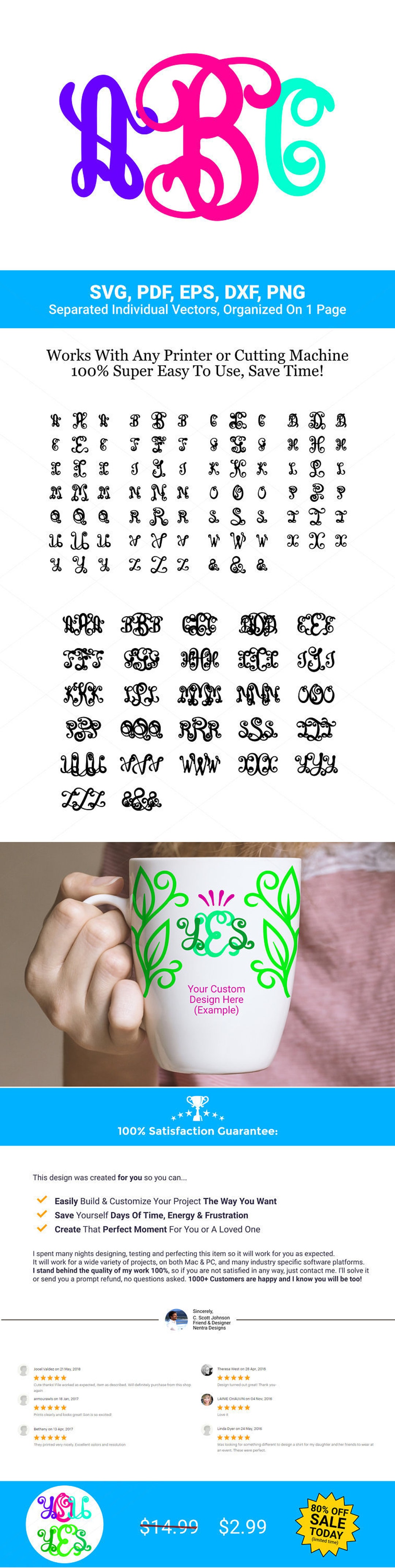 SVG FONT Interlocking Vine Letters SVG Pdf Dxf, Monogram Alphabet Font ...