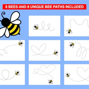 Bee Path Bundle SVG PNG File, Dotted Lines, Dashed Lines, Bumblebee Svg ...