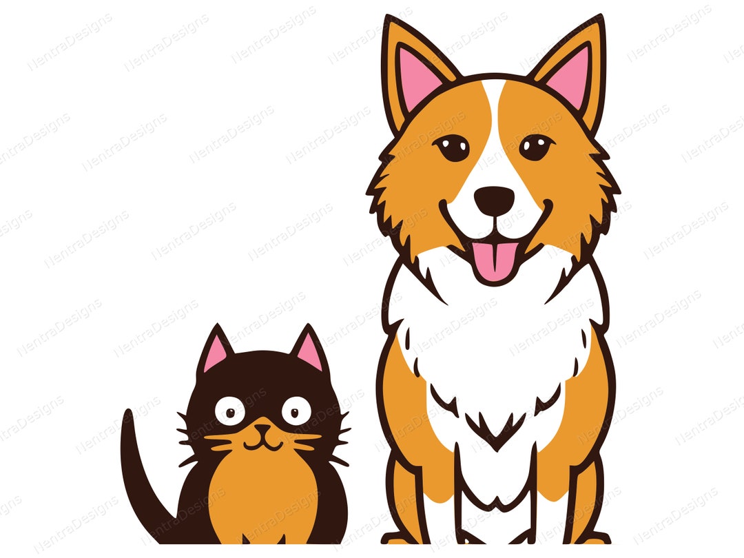 Dog Cat Best Friends Cute Corgi Terrier Shiba Inu Munchkin SVG, Png ...