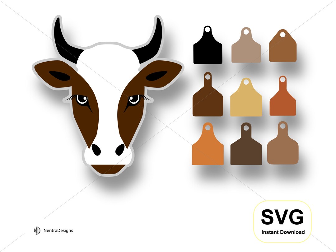 Cow Tags SVG, Eartag Set for Custom Printing & Cutting. Includes ...