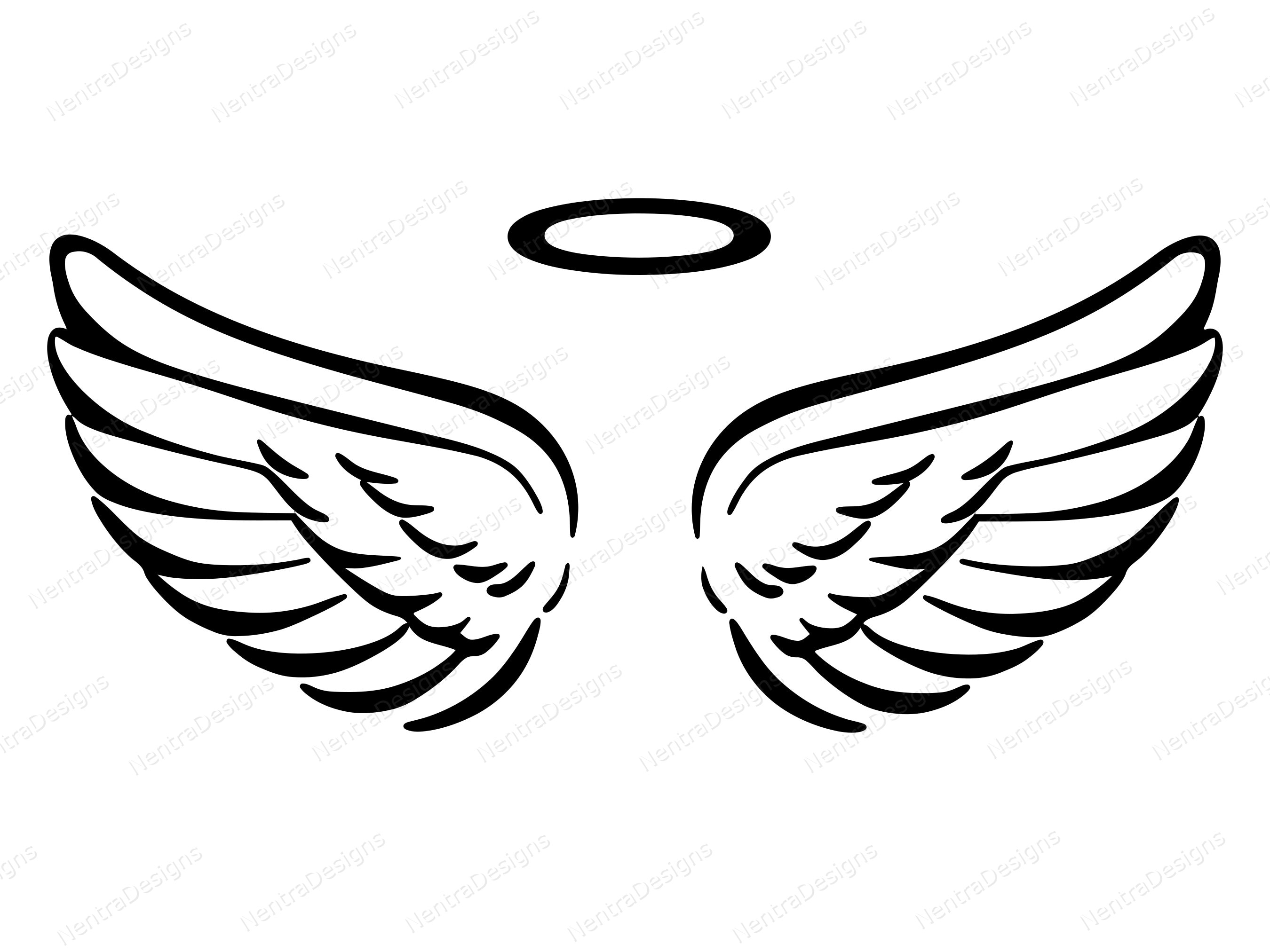 Angel Wings With Halo SVG, Png, Jpeg, Pdf, Dxf, Instant Download ...
