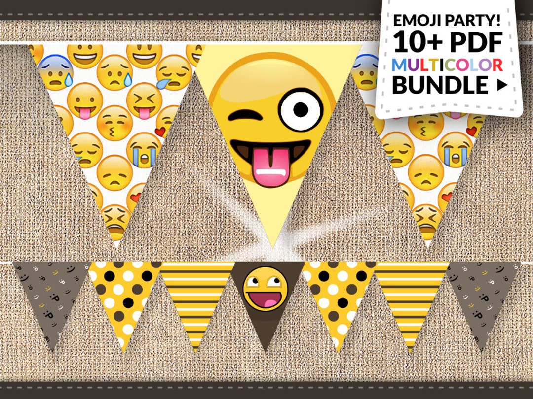Emoji Party Supplies Instant Download: BIG Emoticon Smiley Banner Pack ...