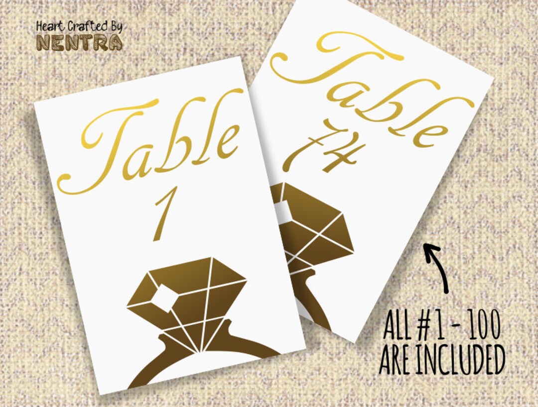 PNG Gold Table Number Cards, Diamond Ring Seating Place Wedding Party ...