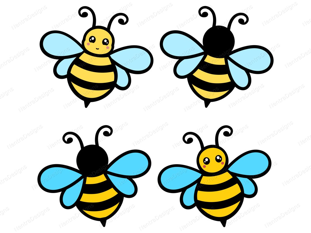 Cute Bee Flying Smiling Bees Layered Bundle SVG, Png, Jpeg, Pdf, Dxf ...