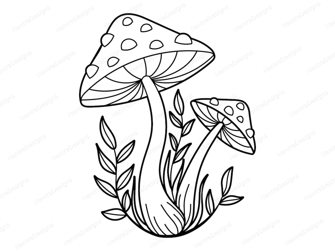 Magic Mushroom Black Outline SVG, Png, Jpeg, Pdf, Dxf, Instant Download ...