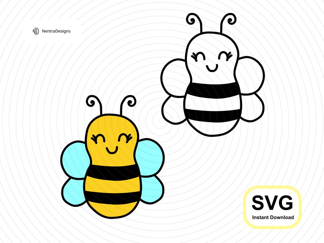 Cute Bee SVG Set of 2, Clear Background, Bumblebee, Honeybee, Iron on ...