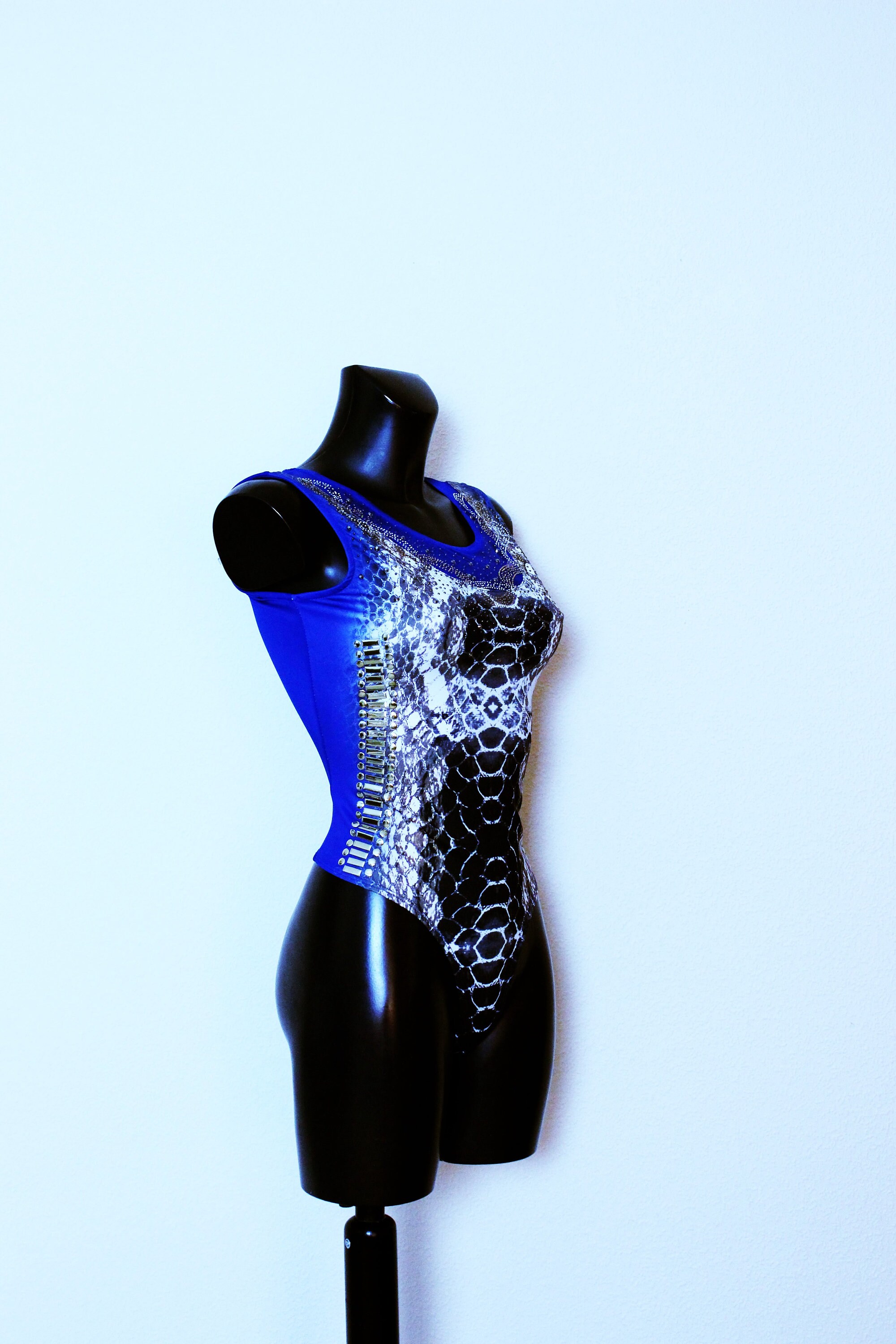 Women's Royal Blue Scuba Snake Print Diamante & Metallic Silhouette ...