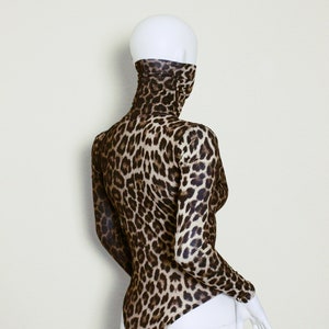 Women's High Neck Leopard Print Polo Neck Bodysuit - Etsy