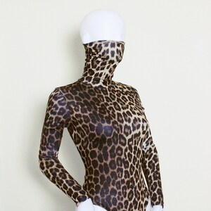 Women's High Neck Leopard Print Polo Neck Bodysuit - Etsy