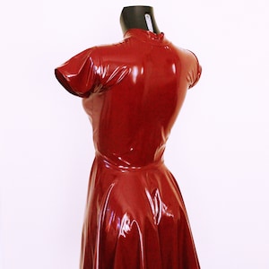 Women's Burgundy Patent PVC Vegan Leather Stretch Baby Doll Bodycon ...