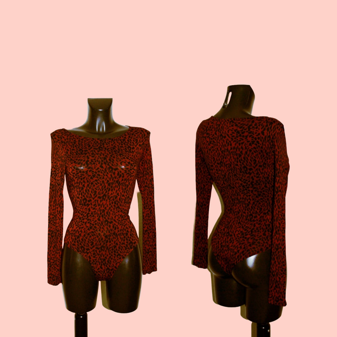 Women's Leopard Print Slash Neck Leotard Bodysuit - Etsy