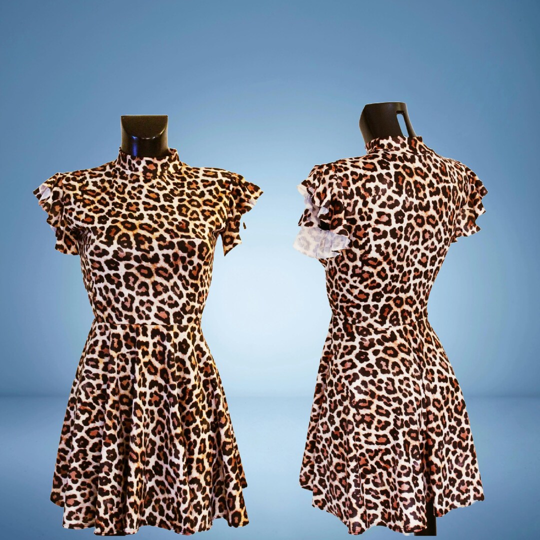 Women's Multi Coloured Leopard Print Stretch Baby Doll Bodycon Turtle ...