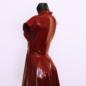 Women's Burgundy Patent PVC Vegan Leather Stretch Baby Doll Bodycon ...