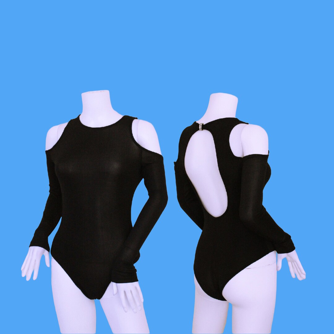 Women's Black & Lurex Spec Shimmer Effect Cold Shoulder Cut Out Back ...