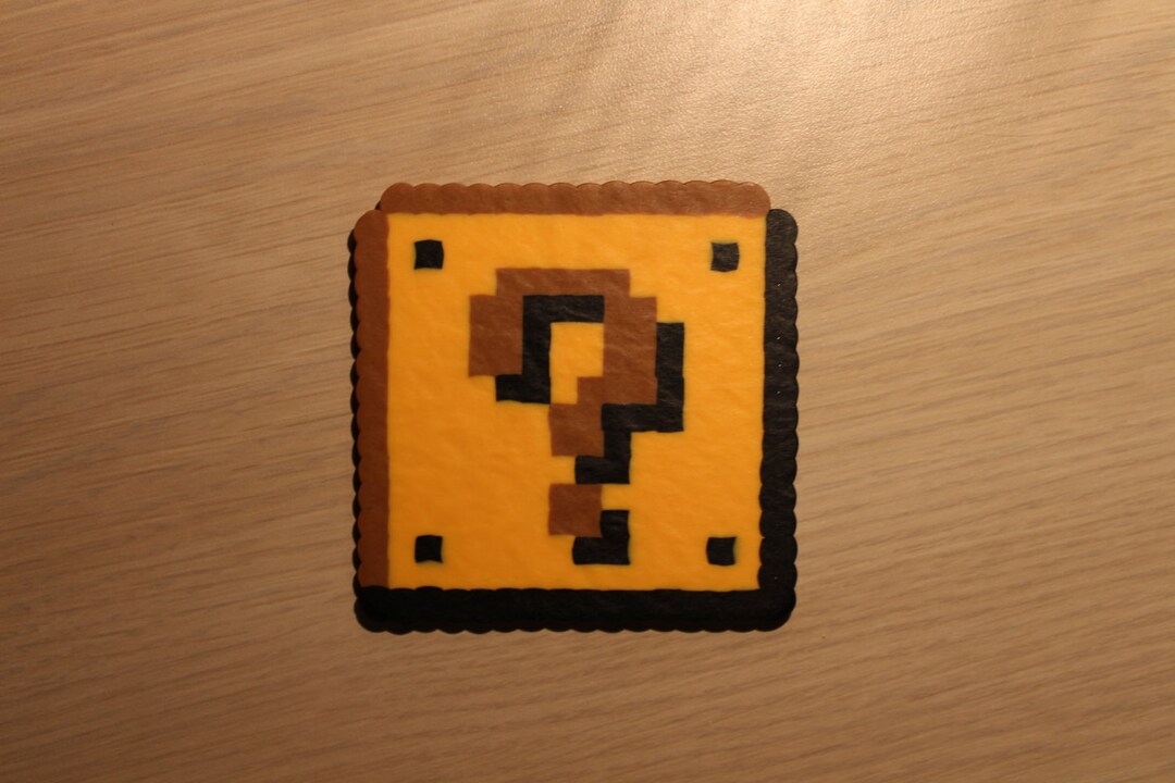 2D Question Mark Block Pixel Art Bead Sprite From Super Mario Bros ...