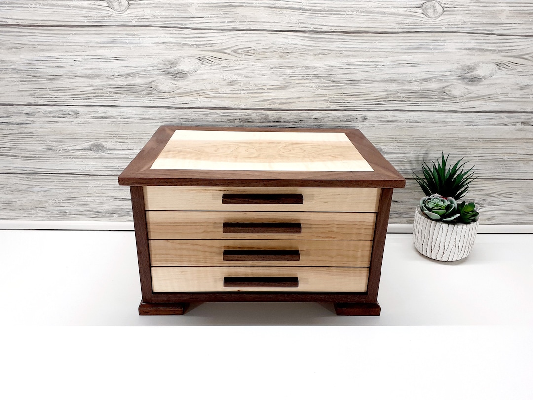 Shaker Style Jewelry Box, Drawer Jewelry Box With Dividers, Solid Wood ...