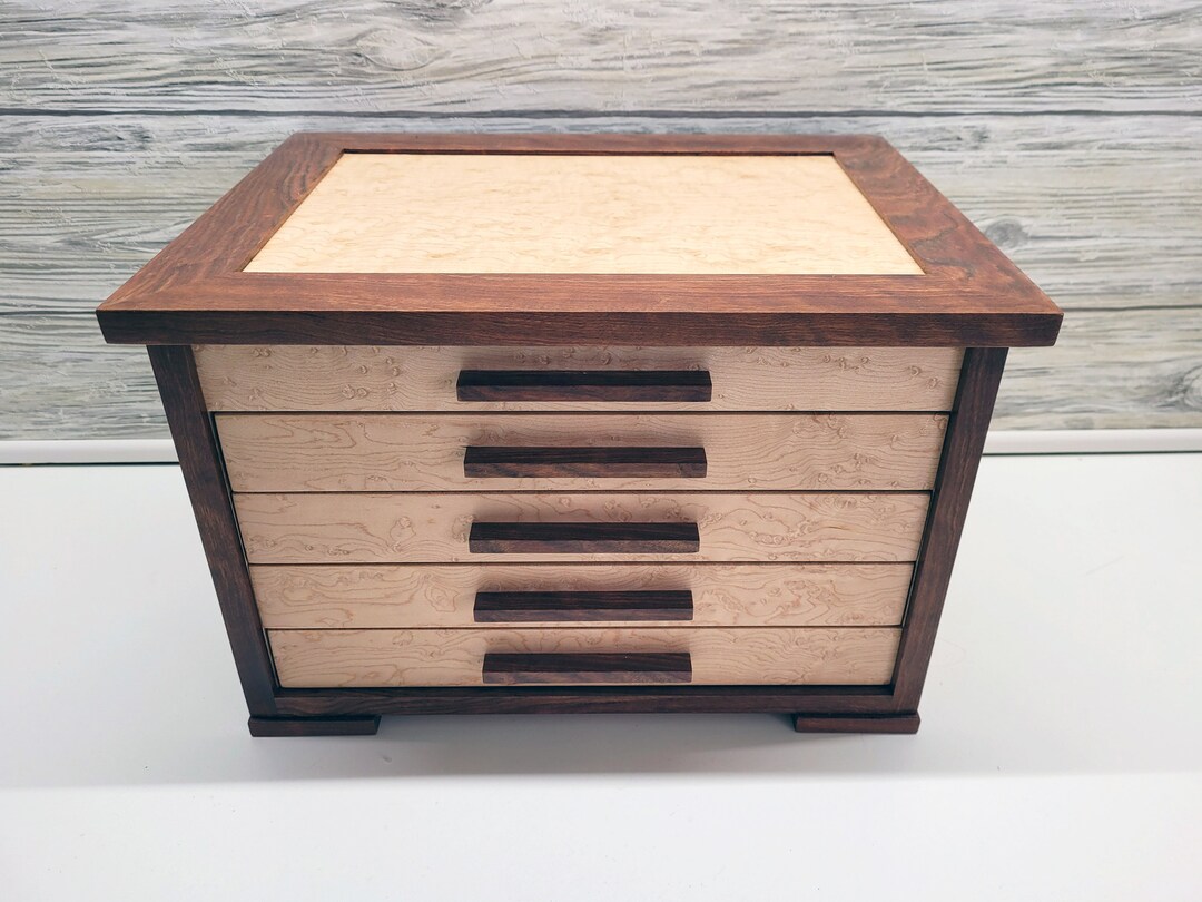 5-drawer Custom Shaker Style Jewelry Box With Necklace Hooks, Jewelry ...