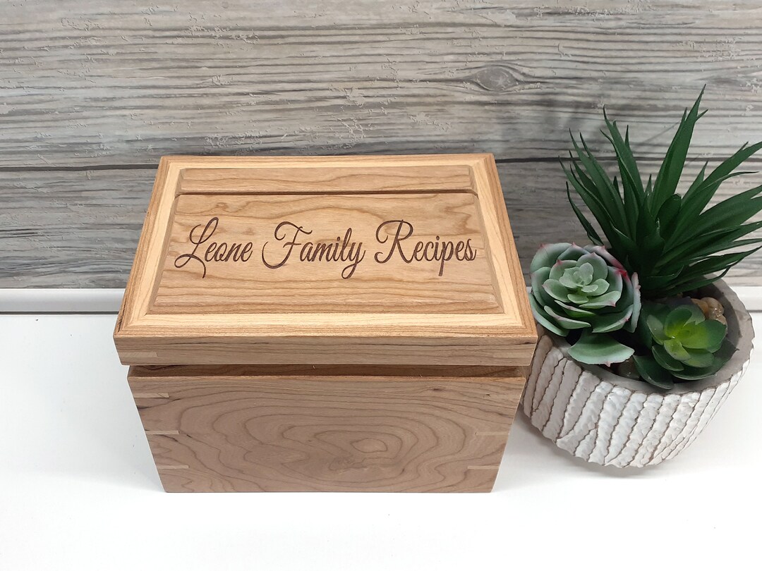Solid Wood Recipe Box - Recipe Holder - Kitchen Decor for Recipe Cards ...