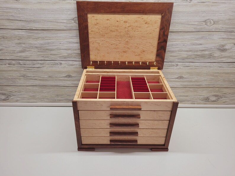 Custom Shaker Style Jewelry Box With Necklace Hooks 4-drawer - Etsy