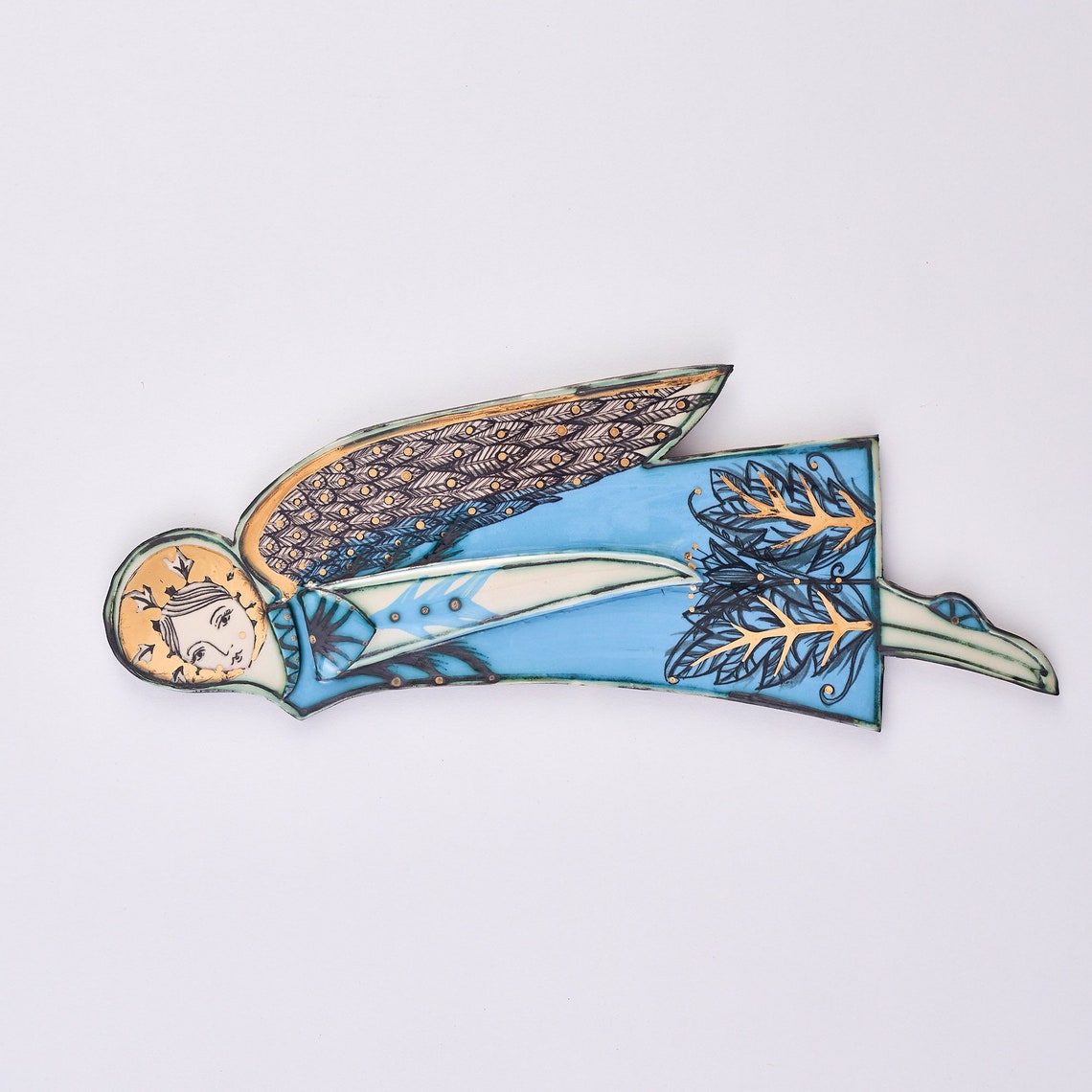 Turquoise Angels pair Ceramic Angels Guardian Angels Wall - Etsy