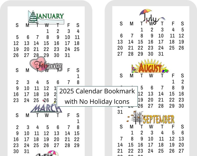 2025 Calendar Bookmarks Printable Digital Set of 12 Italian-themed ...