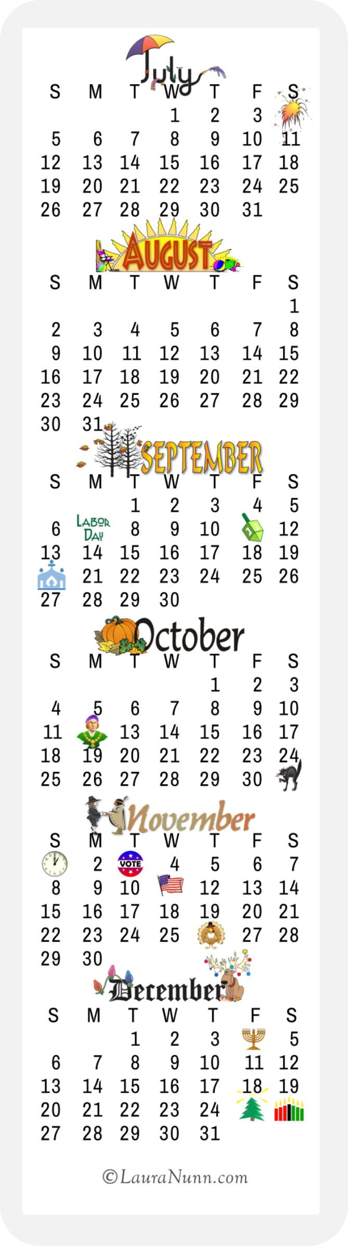 2026 Calendar Bookmarks - Laminated to Last All Year - With Holiday ...