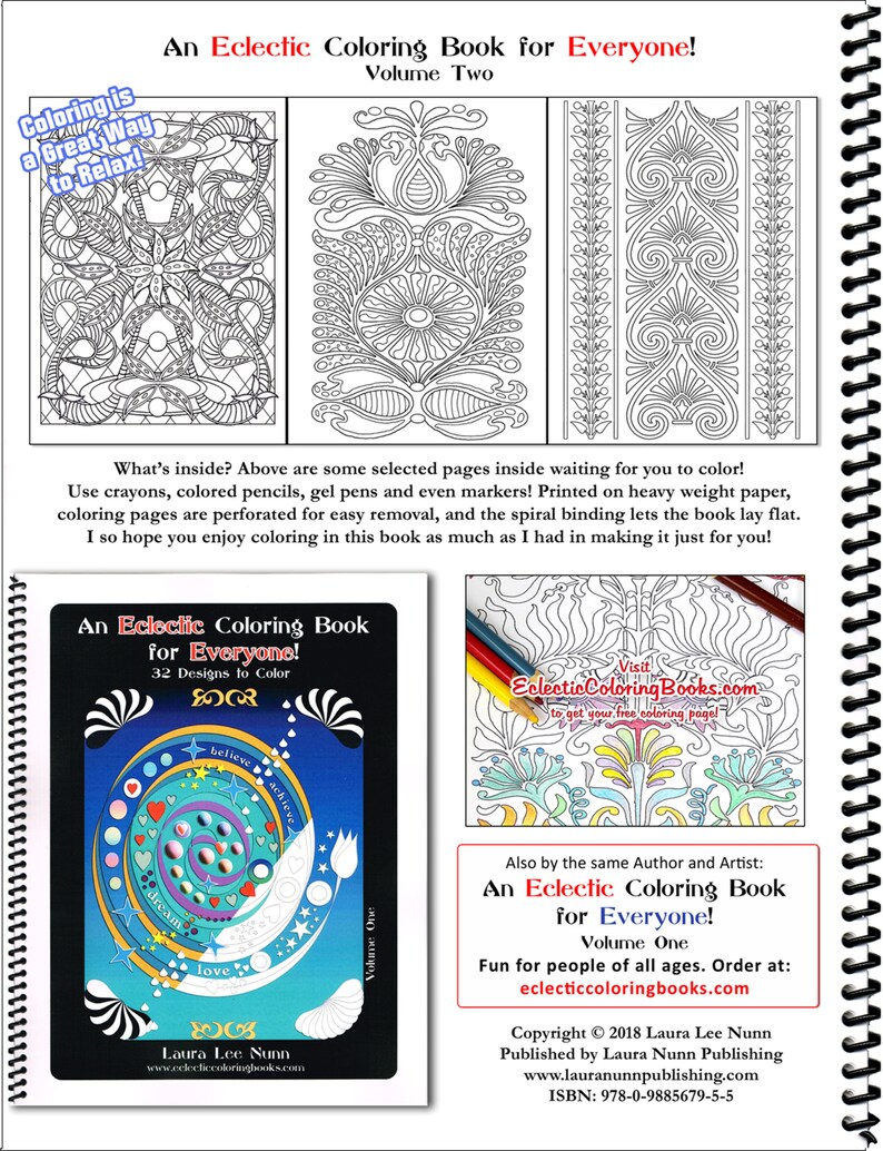 An Eclectic Coloring Book for Everyone Volume Two, Adult Coloring Book ...