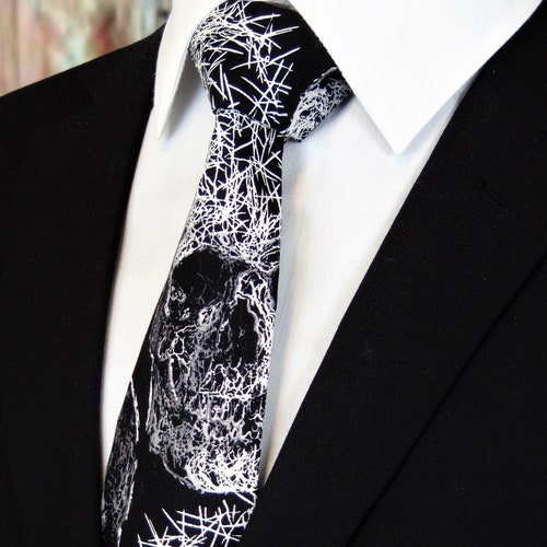 Gothic Skull Tie Mens Spooky Skull Necktie. - Etsy