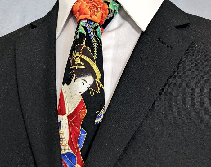Geisha Necktie Japanese Style Tie With Geisha - Etsy