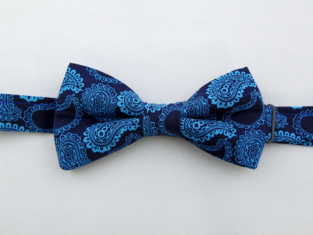 Blue Paisley Bow Tie – Mens Pretied Paisley Bow Tie Blue - Etsy