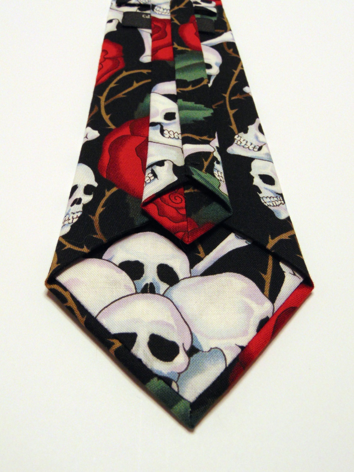 Skull Necktie, Skull Tie, Floral Necktie, Floral Tie, Black Skull ...