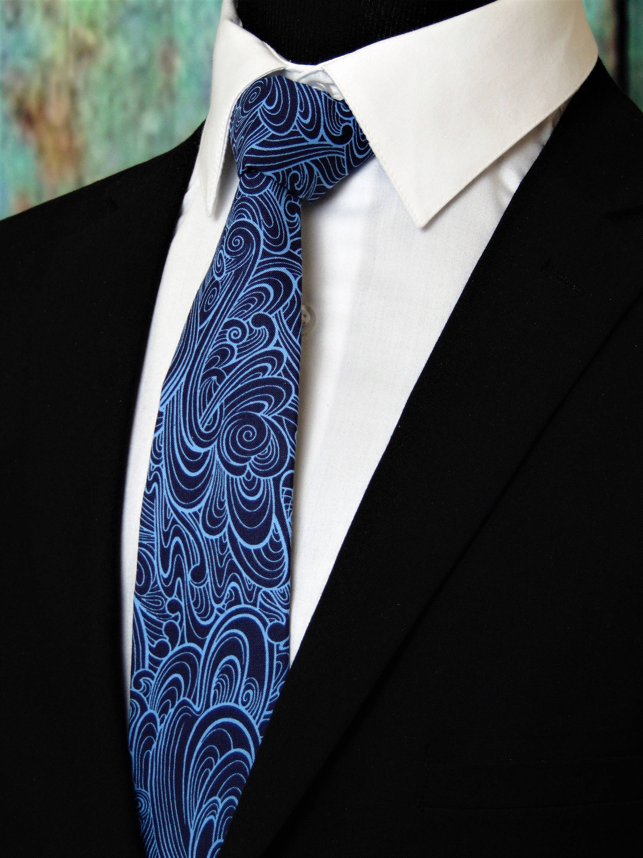 Blue Necktie – Mens Navy and Blue Tie, Also Available as a Skinny Tie.
