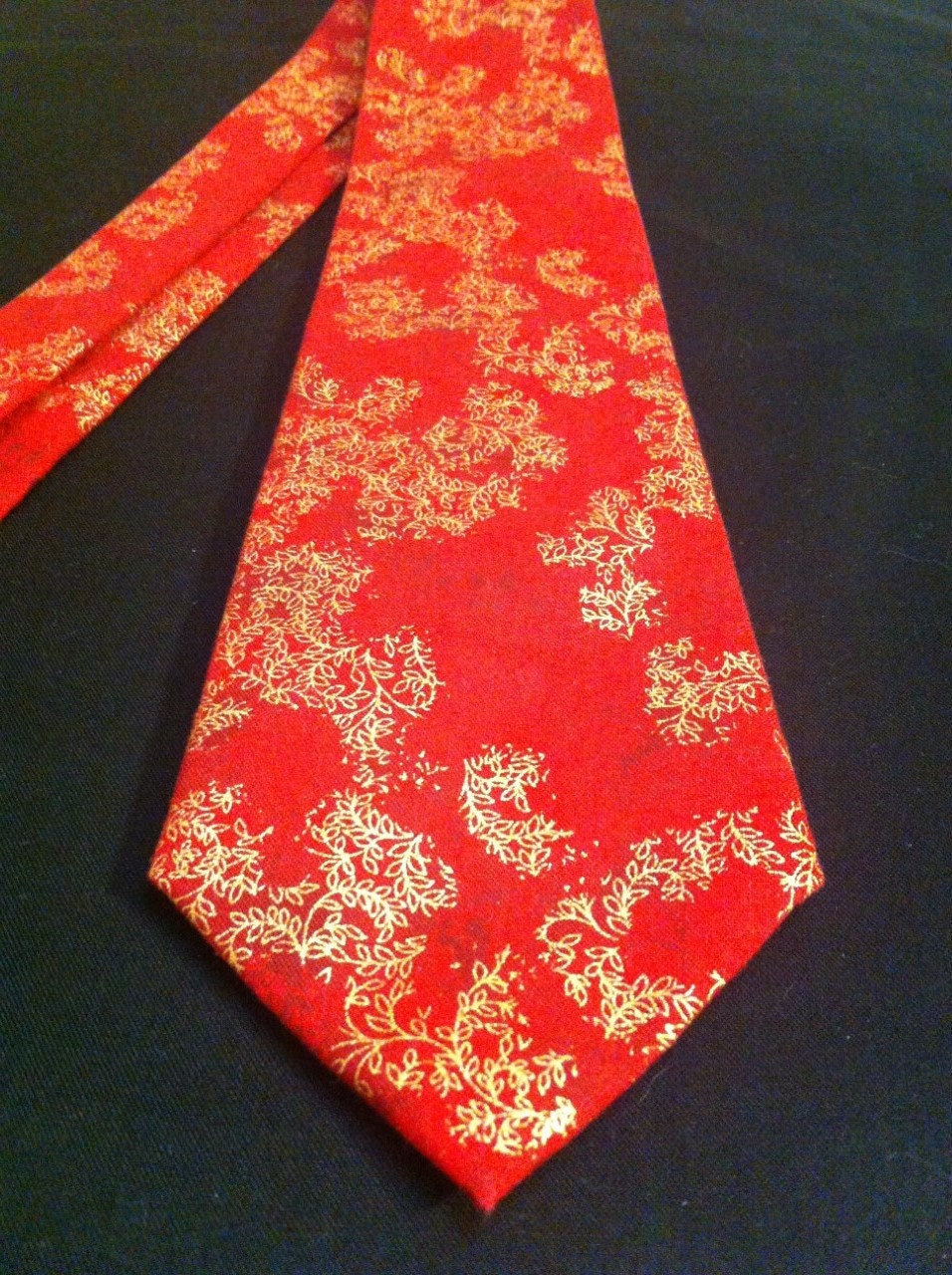 Red Necktie, Red Tie, Mens Necktie, Mens Tie, Gold, Floral, Tie ...