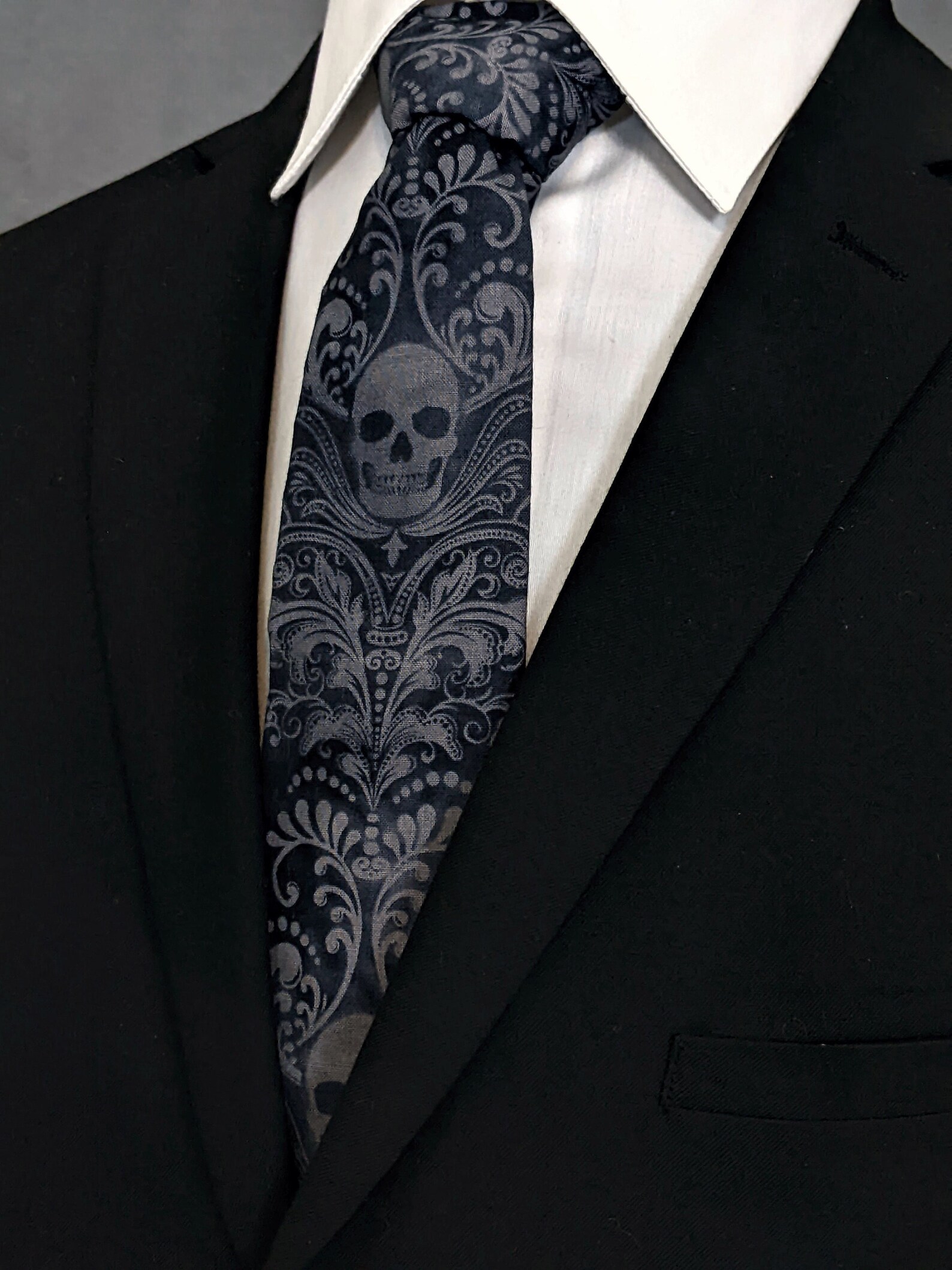 Gray Skull Tie Gray Skull Necktie - Etsy