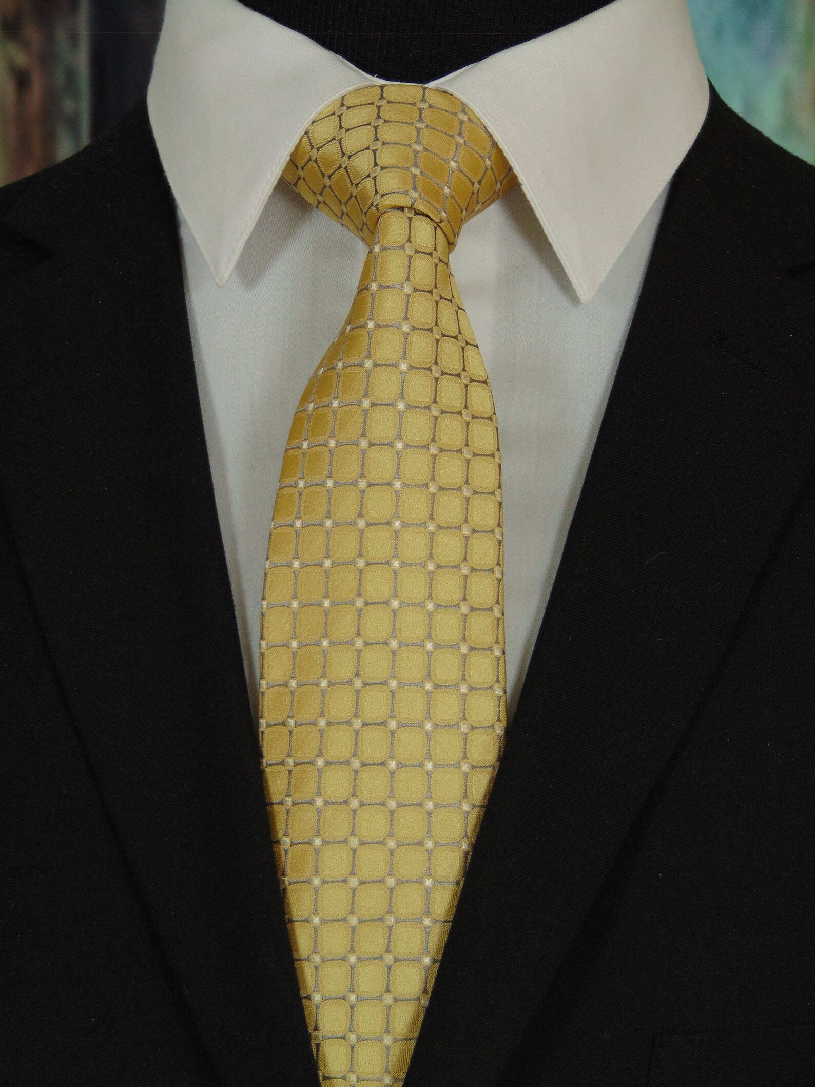Gold and Silver Squares Silk Tie | Formal Grid Gift Tie for Men - Etsy