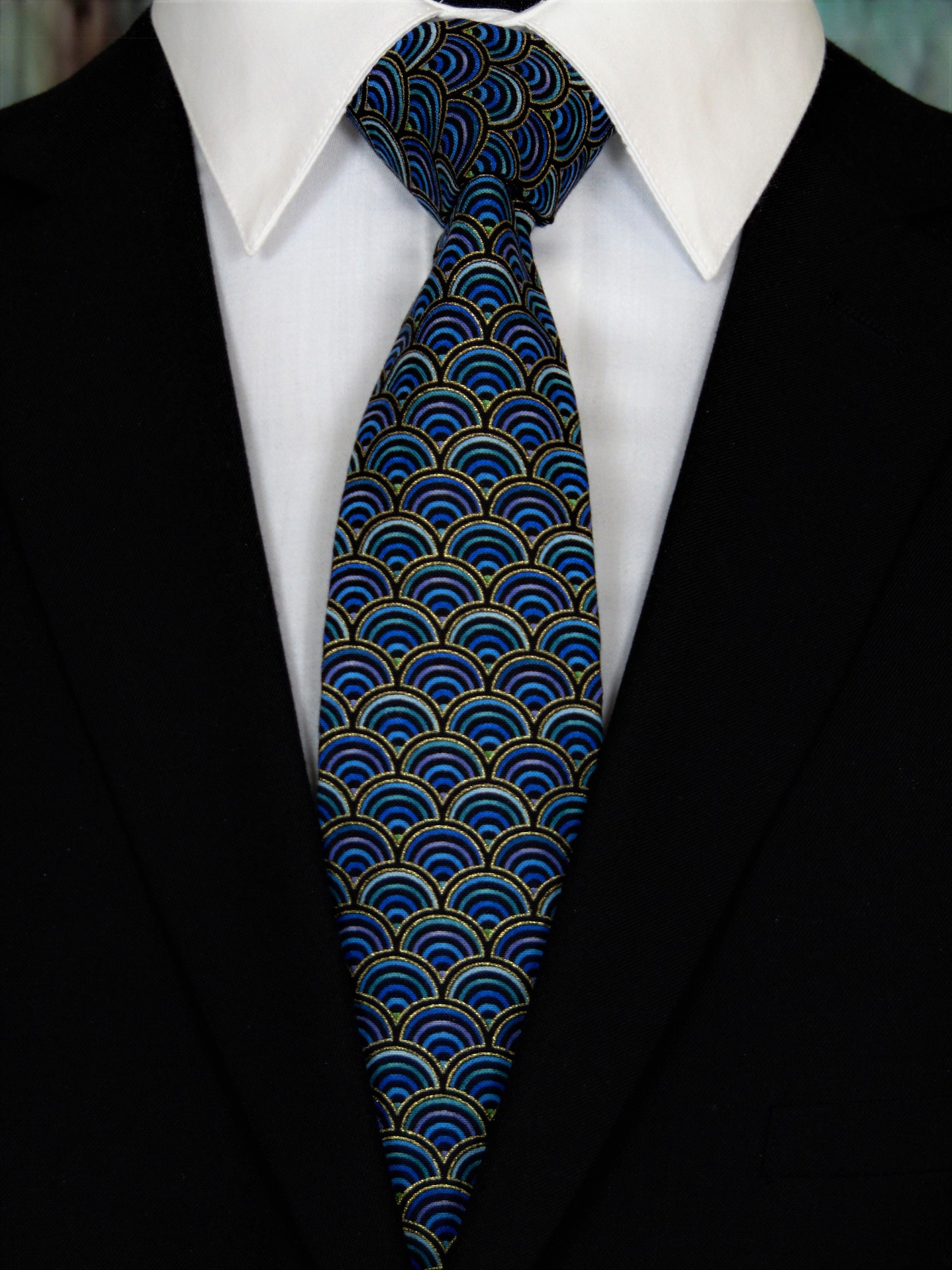Extra Long Neckties – Mens Abstract Peacock Tie
