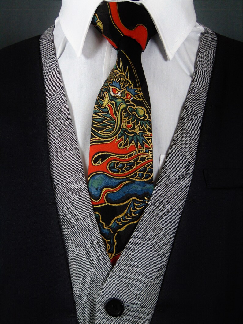 Dragon Necktie Japanese Style Dragon Tie | Etsy