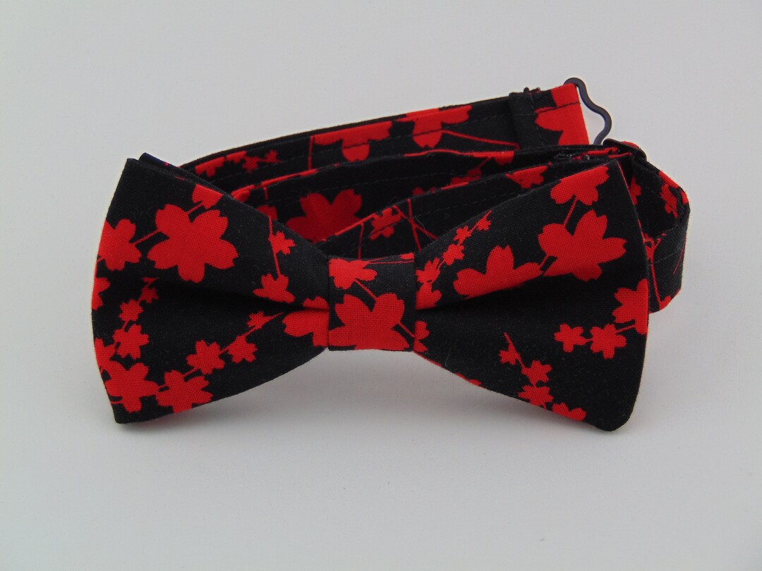 Cherry Blossom Bow Tie – Mens Red and Black Cherry Blossom Bow Tie - Etsy