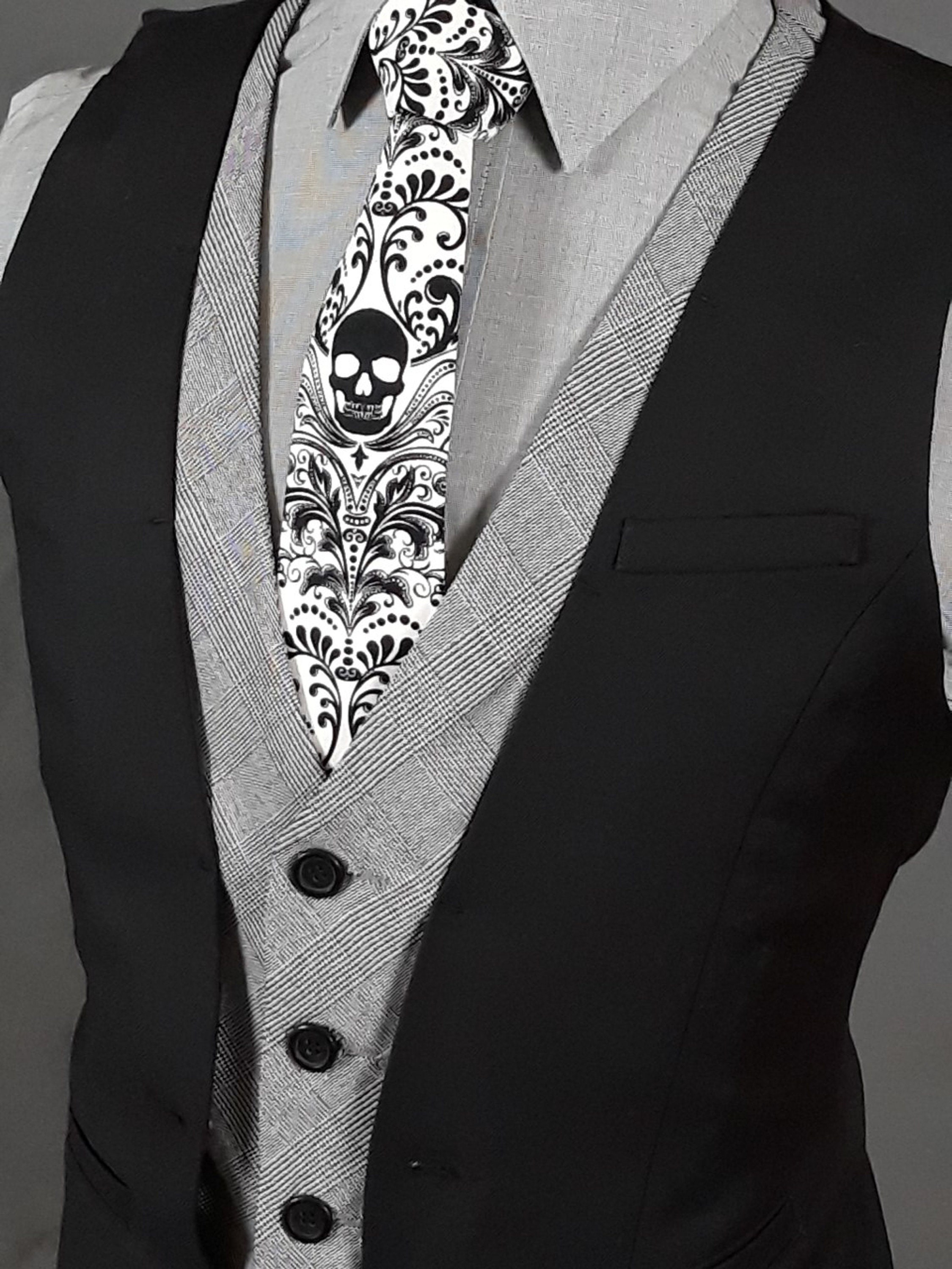 Skull Tie, Skull Necktie, Gothic Wedding