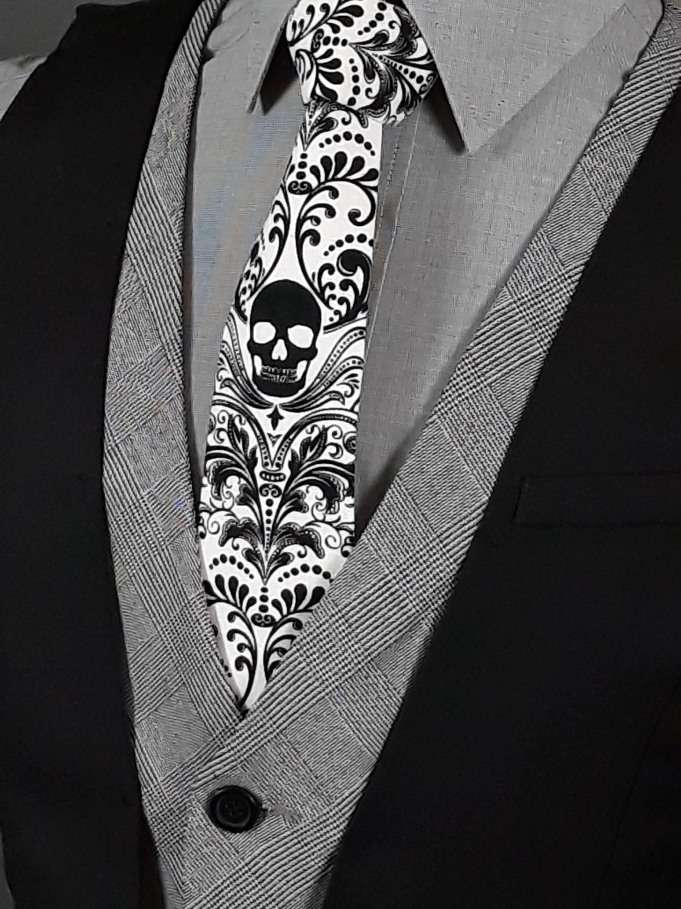 Skull Tie, Skull Necktie, Gothic Wedding