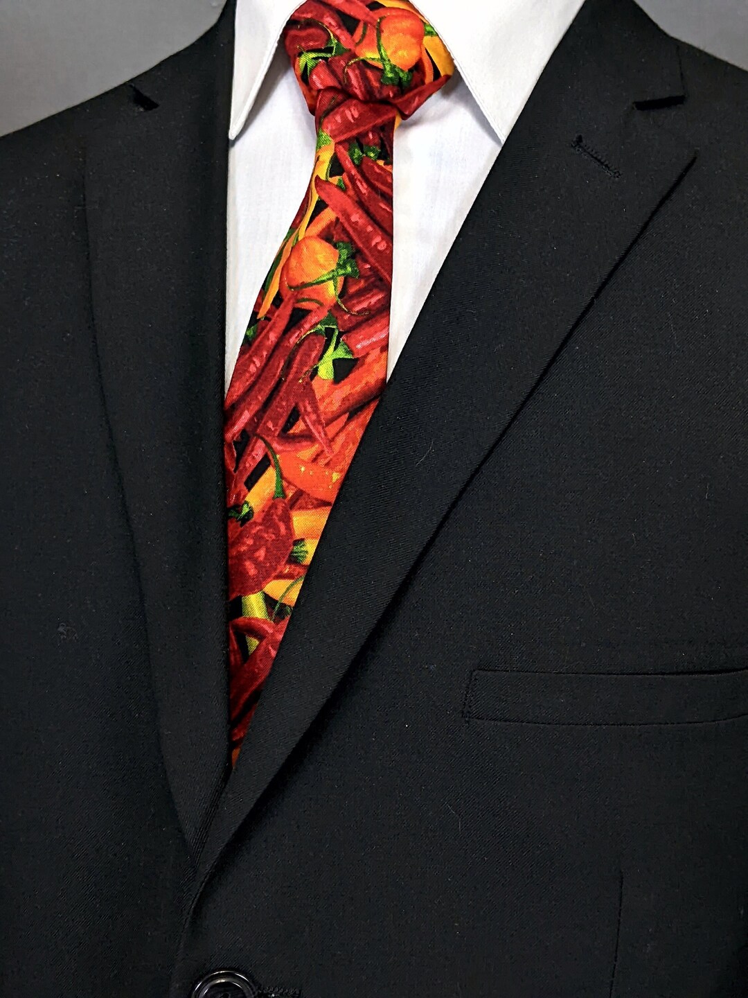 Spicy Hot Chili Pepper Cotton Necktie | Handmade Men's Yellow Orange ...