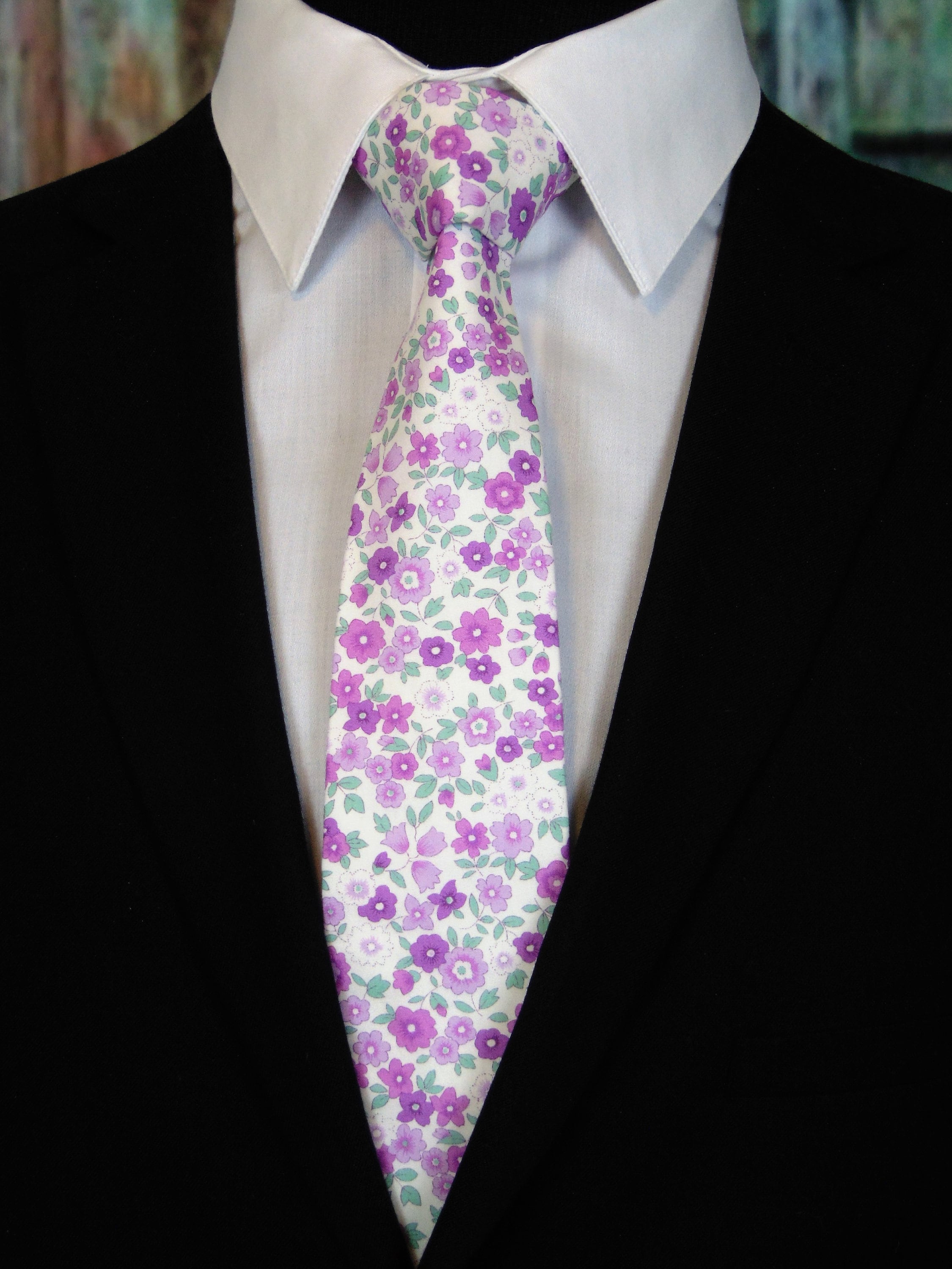 Floral Purple Neck Tie – Mens Necktie with Floral, Available as a Extra ...
