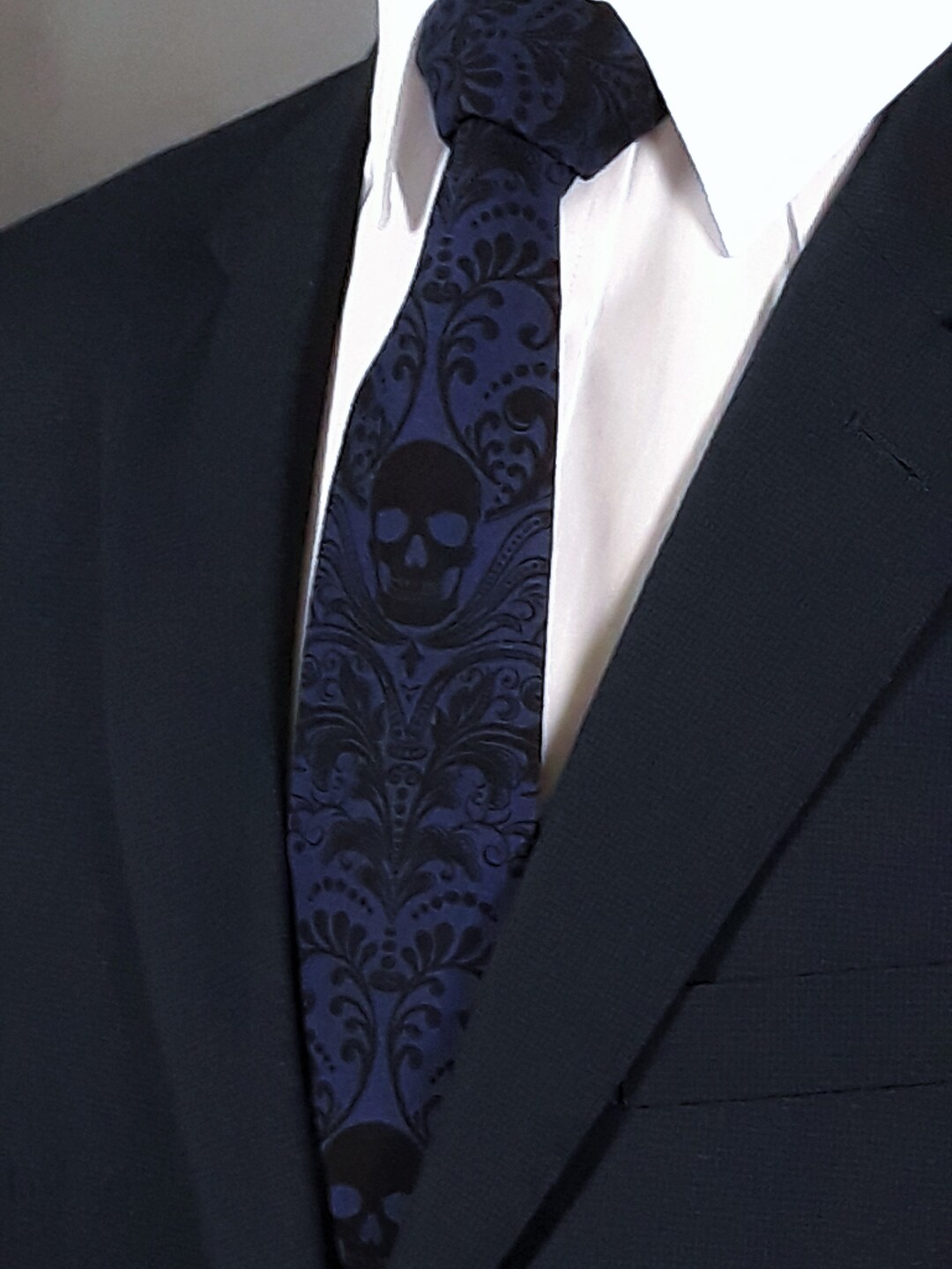 Mens Skull Tie, Navy Skull Tie, Blue Skull Necktie - Etsy