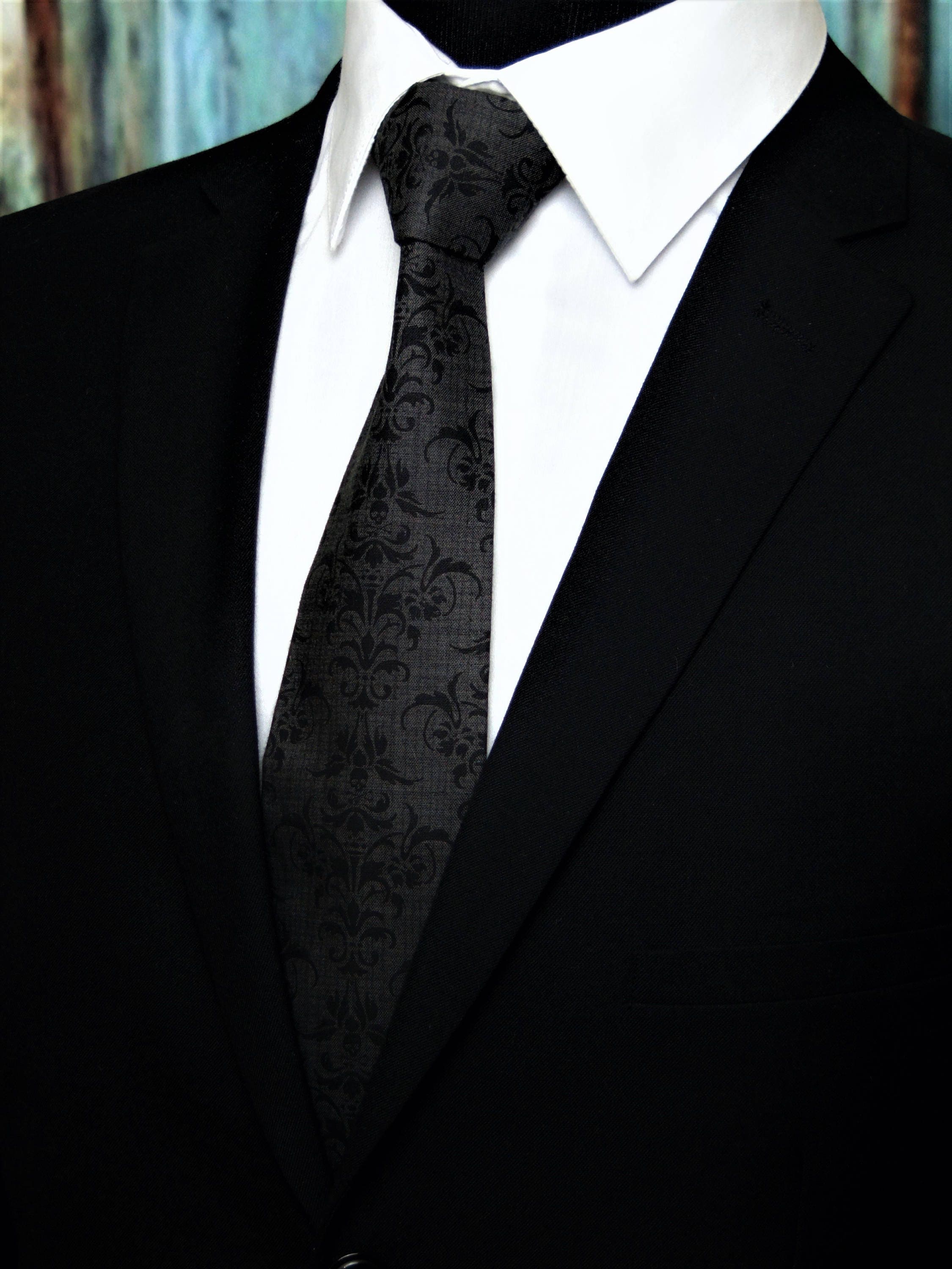 Black Tie – Mens Halloween Necktie, Also Available as a Skinny Tie with ...