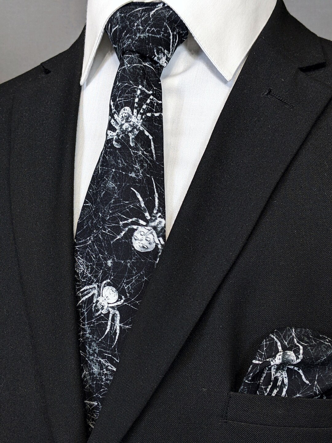 Black Spider Necktie– Sleek Black Spider Necktie for a Bold and Stylish ...