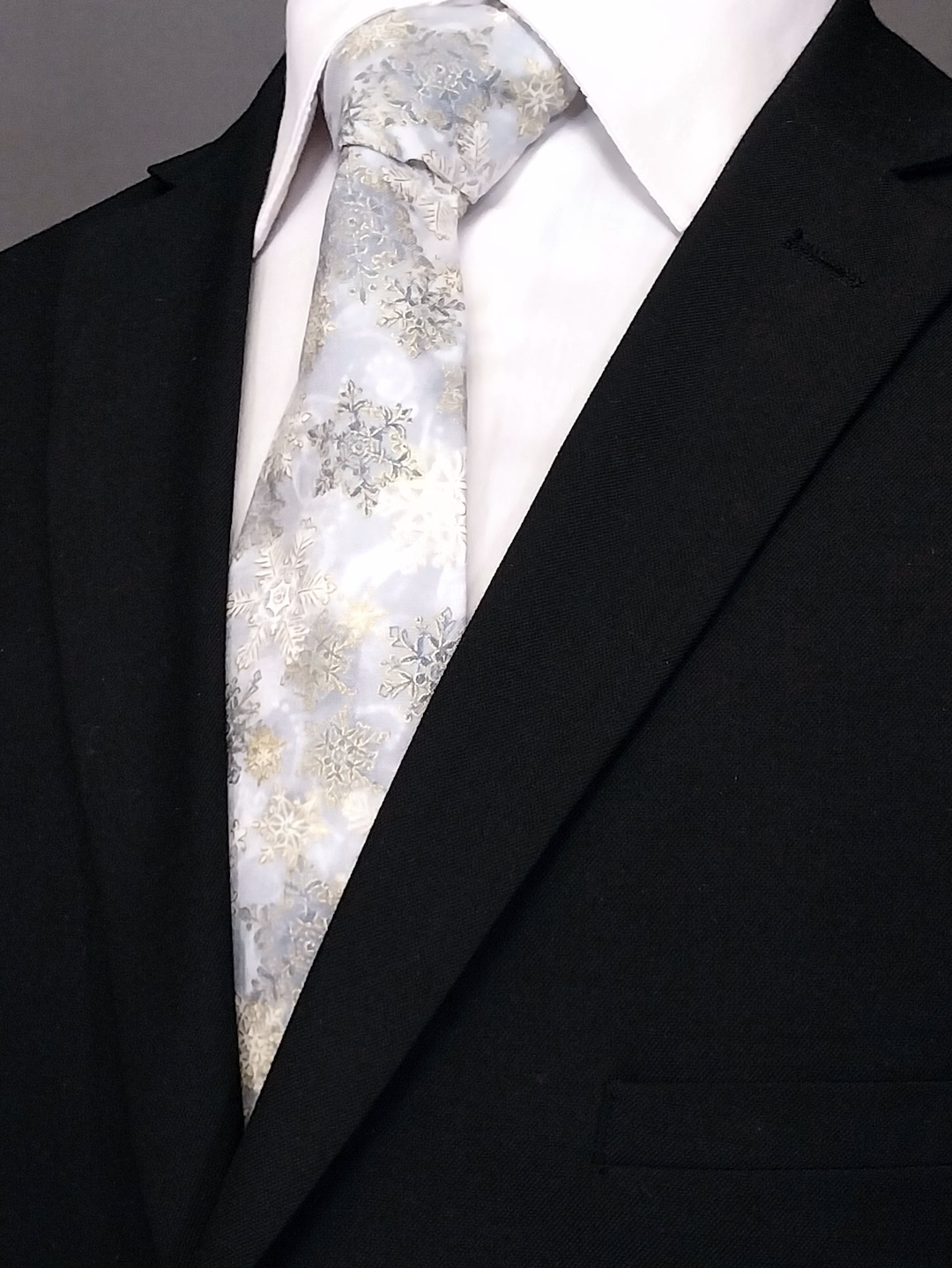 Christmas Snowflake Necktie - Cotton With Metallic Snowflakes Tie - Etsy