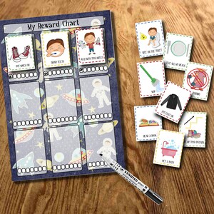 Kids Star Chart With Picture Cards DIY Reward Chart Space - Etsy